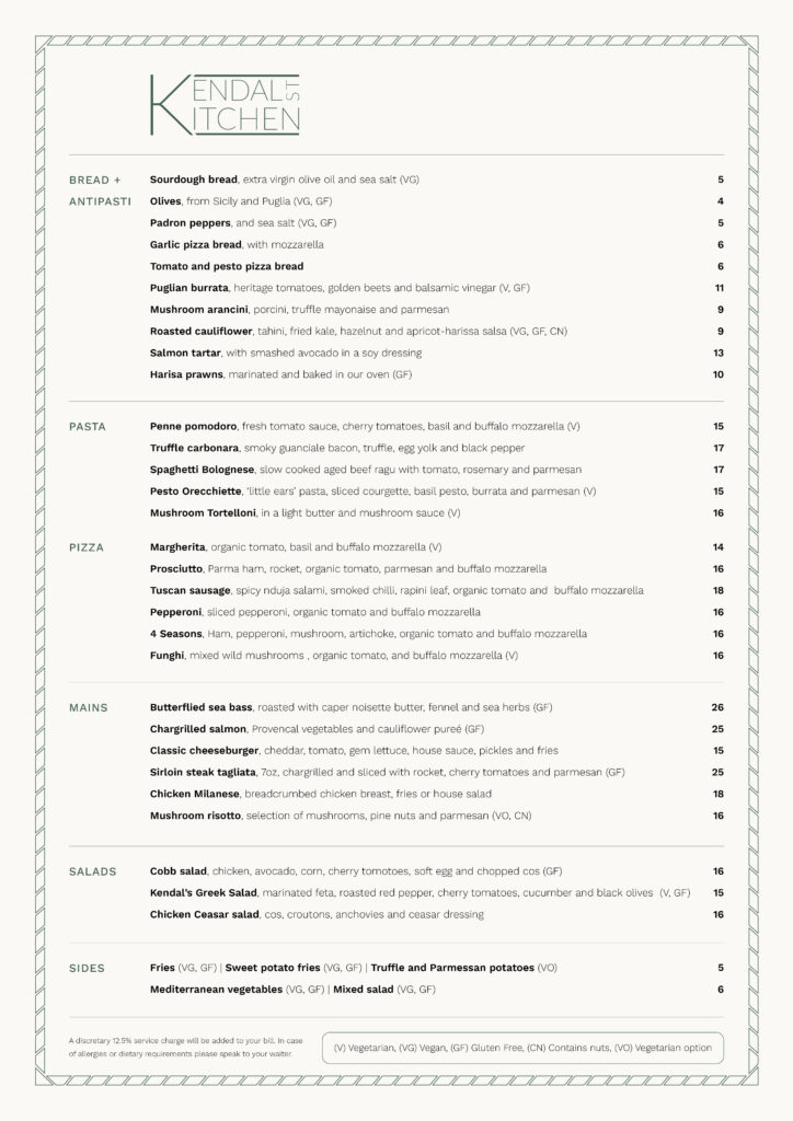 Main Menu - Kendal Street Kitchen